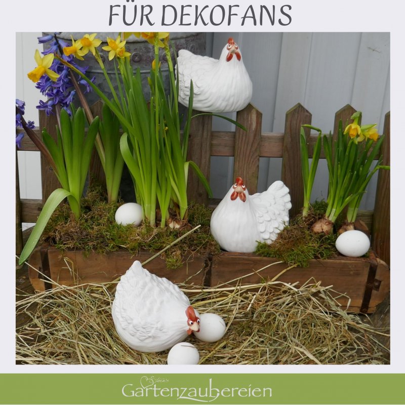 Gartenhühner für Ihre Frühjahrs+ Osterdeko, 3er Set, 33,95