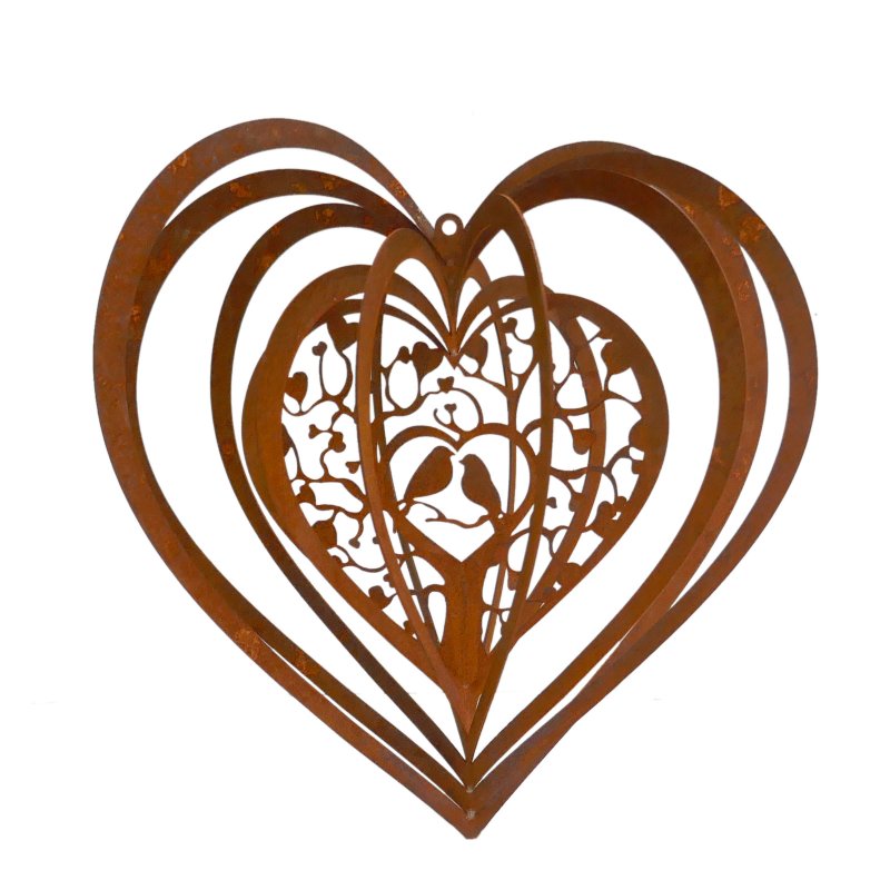 Windspiel in Herzform Gartendeko in Rostoptik, 14,95