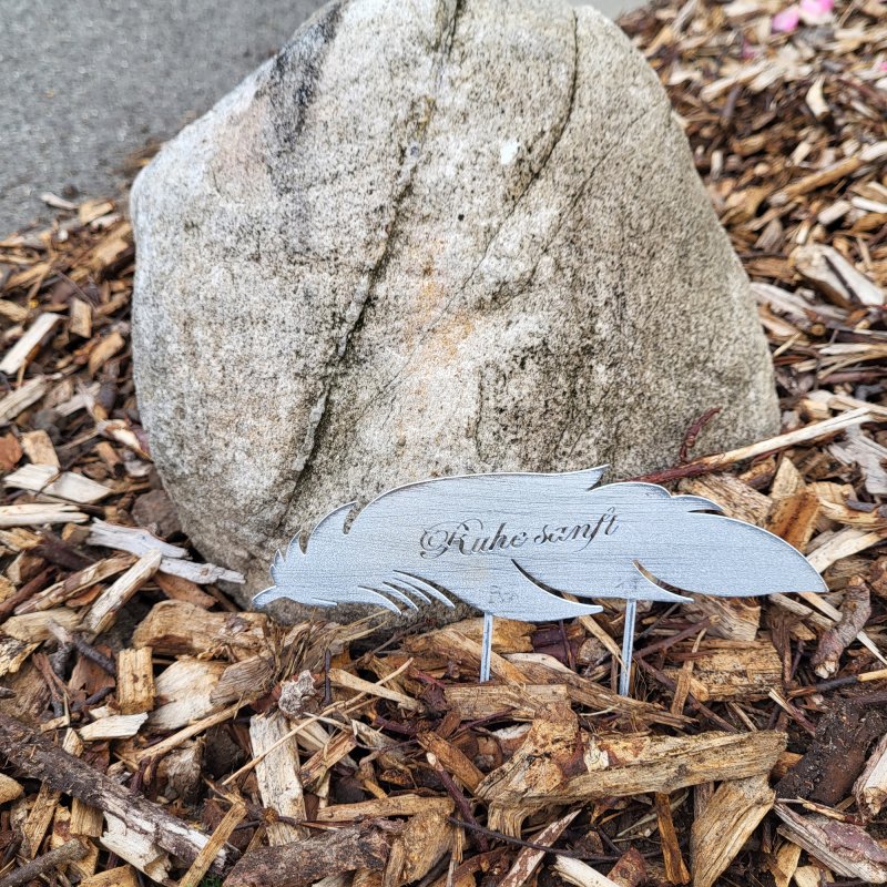 Grabschmuck Gänsefeder Grabstecker mit Schriftzug "ruhe sanft", 4,95