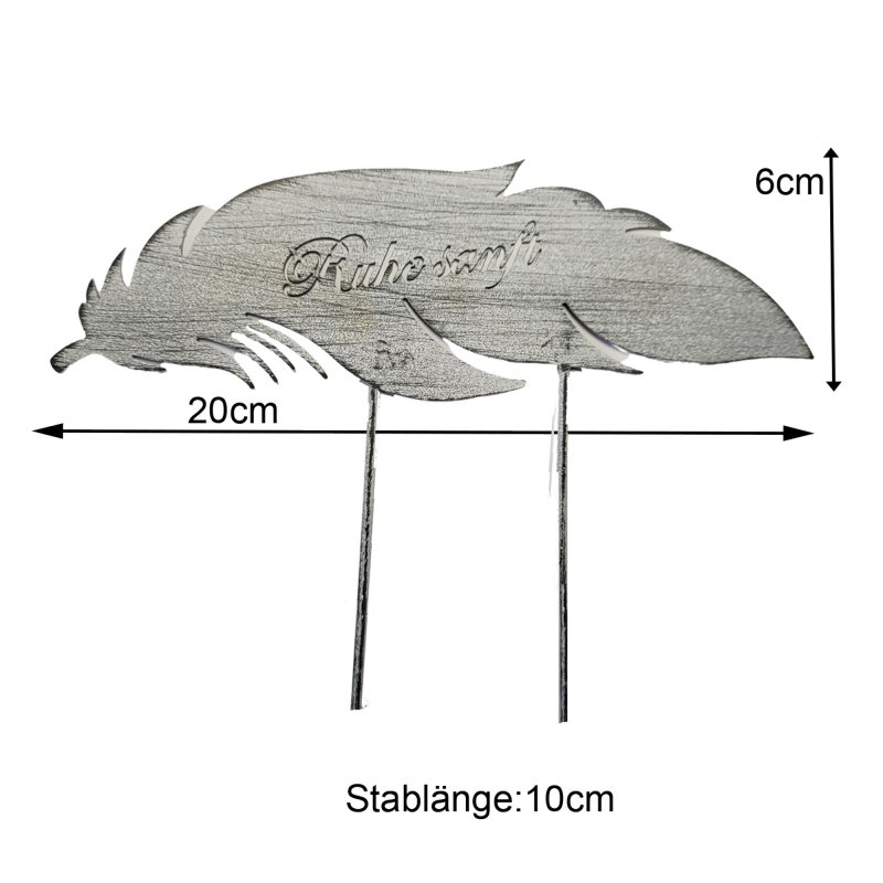 Grabschmuck Gänsefeder Grabstecker mit Schriftzug "ruhe sanft", 4,95